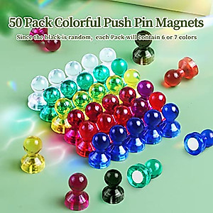 Fridge Magnet, Push Pin Magnets for Whiteboard, 50 Pcs Refrigerator Magnets Fridge, Strong Magnets for whiteboard 8 Assorted Colors Fridge Magnets Cute Magnets