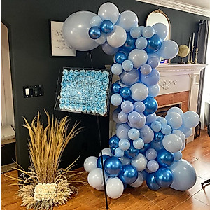 Blue Balloon Metallic Blue Balloons, 60Pcs 12Inch Chrome Blue Balloons Macaron Baby Blue Balloons Pearl Blue Balloons Navy Blue Latex Balloons for Birthday Wedding Baby Shower Party Decoration