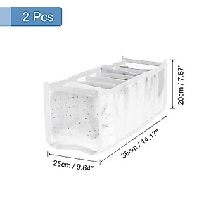 uxcell 2pcs Wardrobe Clothes Organizer, 7Grids Jeans Drawer Organizer for Folded Clothes Jeans Pants Sweater T-shirts Underwear, White