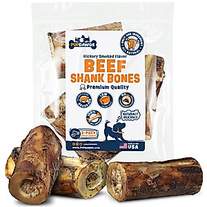 PUPDAWGS Single Ingredient Dog Bones - Made in USA - Beef Shank Bones - (3 Piece Pack)