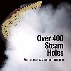 CHI Steam Iron for Clothes with Titanium Infused Ceramic Soleplate, 1700 Watts, Retractable Cord, 3-Way Auto Shutoff, 400+ Holes, Professional Grade, Silver (13106)