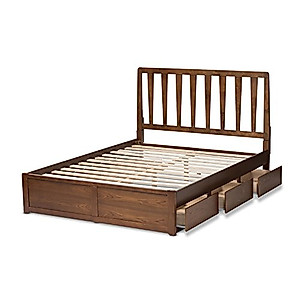 Baxton Studio Garonne Storage Platform Bed, Queen, Walnut Brown