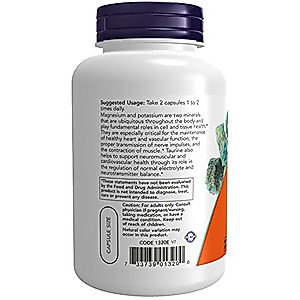 NOW Supplements, Magnesium & Potassium Aspartate with Taurine, Heart Health*, 120 Veg Capsules