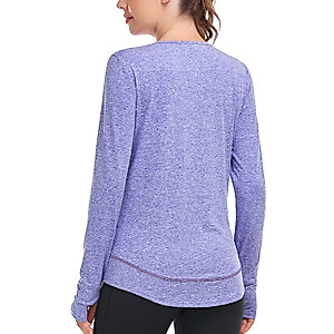 Tanst Sky Workout Tops for Women, Long Sleeve Loose Fit Athletic Shirts Plus Size Lightweight Dry Fit Running Active Wear Moisture Wicking Yoga Hiking Gym T Shirts Purple 2XL