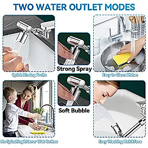 Faucet Extender, 1440 Rotating Faucet Extender for Bathroom Sink, Universal 1080 Degree Rotatable Faucet Aerator, Multifunctional Swivel Faucet Attachment With 2 Water Outlet Modes (Retractable)