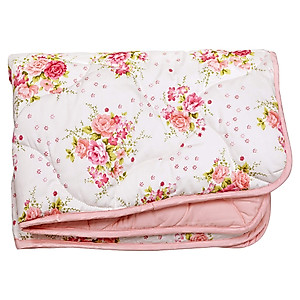 Brandream Floral Crib Bedding Set for Girls Soft Egyptian Cotton Nursery Bedding Comforter Skirt Set 8 Pieces- Luxury Watercolor Blossom Flowers Blush Pink Peach