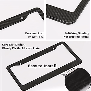 2 Pack Black License Plate Frames for Cowboys,Carbon Fiber License Tag Plate Frames Holder,with All The Screw Parts