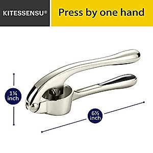 Premium Garlic Press, Professional Garlic Mincer, Easy to Squeeze and Clean, Rust Proof & Dishwasher Safe, Efficient Ginger Crusher- Imperial Silver