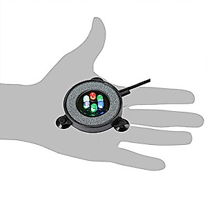 LED Aquarium Air Stones Fish Tank Bubbler Light Air Stone Diffuser Decor Lamp with Sucker Colorful Backgound Lighting (2.2inch Light Disk(No Remote))