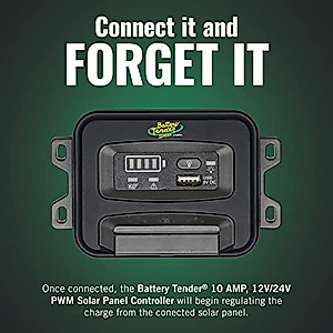 Battery Tender 10 AMP PWM Solar Charge Controller with LED Status Indicator for 12 Volt/24 Volt Lead Acid, AGM, and Gel Batteries