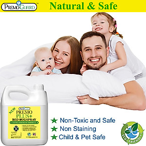 Premo Plus+ Bed Bug Spray Extra Strength – 128 oz – Fast Acting Bed Bug Treatment & Killer – Stain & Scent Free – Child & Pet Safe – Powerful New Stronger Formula – Natural with No Harmful Chemicals