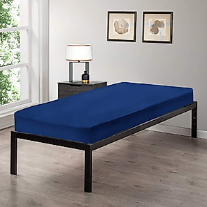 Gilbins Cot Size 30" x 75" Fitted Sheet, Made of Cotton, Perfect for Camp Bunk Beds/RVs/Guest Beds Navy