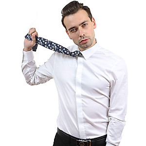 JESLANG Men's Cotton Printed Floral Tie 2.56" Skinny Narrow Necktie Various Designs (9)