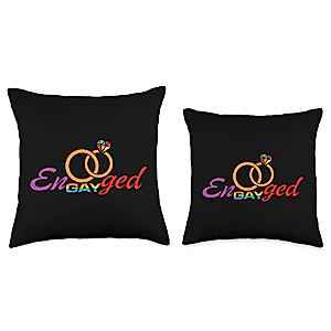 Hadley Designs Cute Engayged, Funny Rainbow Gay Pride for Men Women Throw Pillow, 18x18, Multicolor