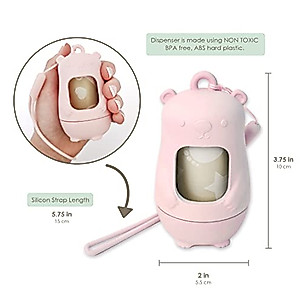 NEW Moodie Teddy Bear Diaper Bag Dispenser | Diaper Bag on the Go Dispenser w/Silicon Strap |15 LAVENDER SCENTED Diaper Disposal Bags per Roll | Diaper bag essential items (ROSIE PINK)