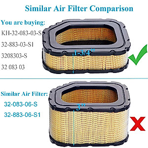 HEYZLASS KH-32-083-03-S Air Filter Kit, 3208303 Compatible with Kohler SV710 - SV740 Cub Cadet lt1045 lt1046 lt1050, Replace 32 083 03 32-883-03-S1 3288303S1 3208303S1 Lawn Mower Air Filter
