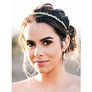 SWEETV Rhinestone Bridal Headband Silver Crystal Tiara for Women Pearl Wedding Headpieces for Bride Hair Accessories for Prom Birthday Party