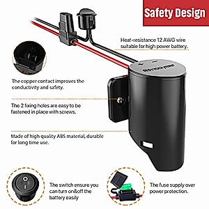 Power Wheel Adapter with Fuse & Switch, Secure Battery Adapter for Milwaukee 12V M12 Lithium Battery, with 12 Gauge Wire, Good Power Convertor for DIY Ride On Truck, Robotics, RC Toys and Work Lights
