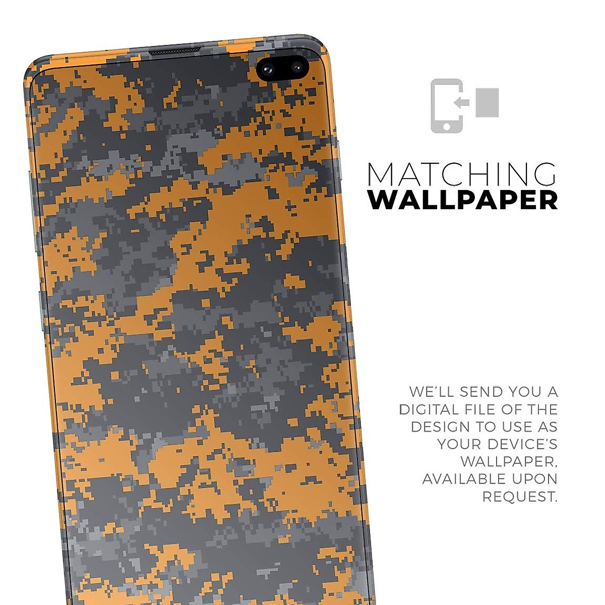 DesignSkinz Orange and Gray Digital Camouflage Protective Vinyl Decal Wrap Skin Cover Compatible with The Samsung Galaxy S20 (Screen Trim & Back Glass Skin)