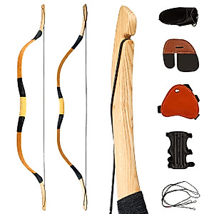 PMZ Archery Recurve Bow Set, 54" High-Performance Horse Bow for Hunting, Right Left Hand Traditional Turkish Bow for Youth Adults Beginners to Advanced Outdoor Practice & Hunting, 30lbs
