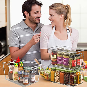 8pcs Refrigerator Organizer Bins with Lids - Clear Plastic Storage Bins, Stackable Food Fridge Organizers with Cutout Handles, Fruit Vegetable Storage Containers for Kitchen Pantry Organization