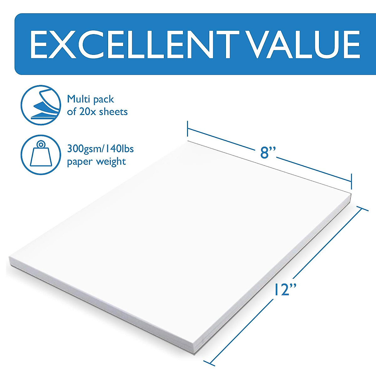 20 Pack 8” x 12’’ Alcohol Ink and Watercolor Paper - Reusable Non-Absorbent Synthetic Paper Polypropylene for Use with Alcohol Inks, Watercolor, Acrylic Painting - Silky Smooth Compare to Yupo™