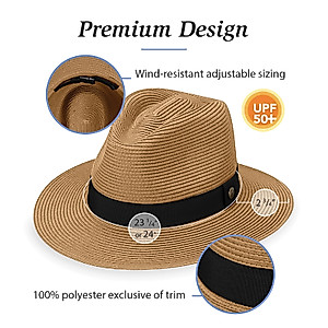 Wallaroo Palm Beach Fedora (Beige, L/XL) – UPF 50+ UV Sun Protection, Wide Brim, Stylish Design, Adjustable Size – Classic Sun Hat for Outdoor Events, Travel, and Everyday Wear