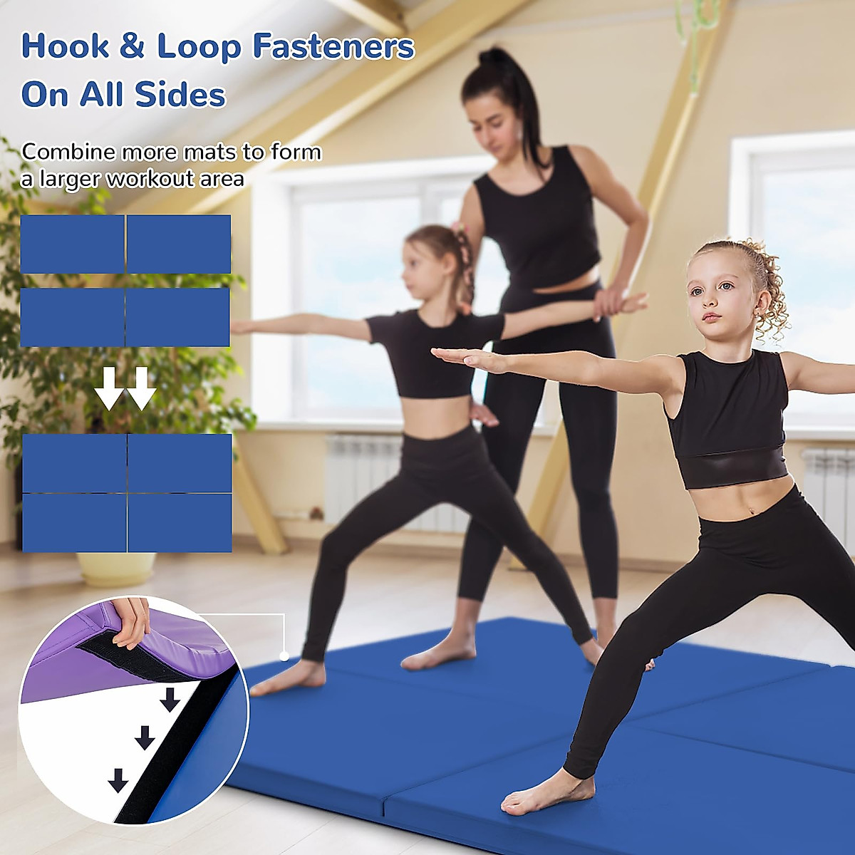 GYMAX Exercise Mat, 2' x 6' Bi-Fold with Carry Handles, Thick Home Workout Floor Mat for Gymnastics, Tumbling, Yoga, MMA, Wrestling