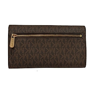 Michael Kors Jet Set Travel Large Trifold Leather Wallet (Brown 2018)