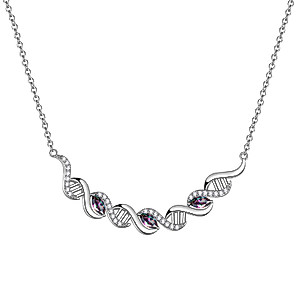 Aurora Tears DNA Double Helix Chemistry Science Molecule Biology Necklace Infinity 925 Sterling Silver Mystic Rainbow Topaz Spiral Pendant Jewelry for Women DP0310W