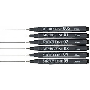 Peter Pauper Press Studio Series Micro-Line Pigment Ink Pen Set (Set of 6)