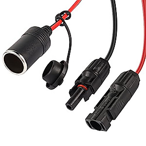 RIIEYOCA Solar Connector to 12V-24V Female Cigarette Lighter Socket Cable 12AWG Extension Cable Wire 1M with Dust Cap for RV Solar Panel