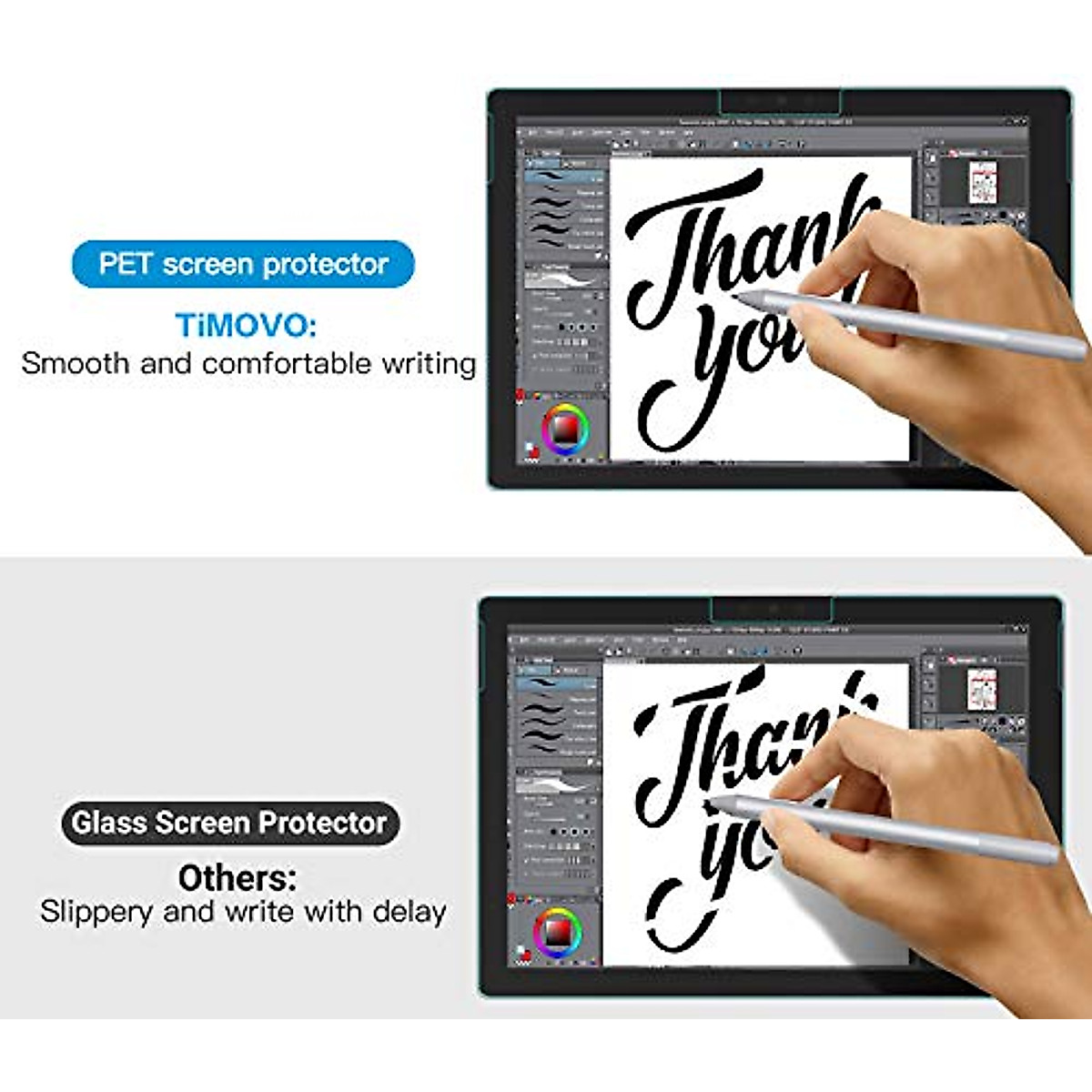 TiMOVO 2-Pack Feel-Paper Screen Protector for Microsoft Surface Pro 11/10 13 Inch 2024 / Surface Pro 9 / Surface Pro 8 / Surface Pro X, Anti-Glare Anti-Scratch PET Film, Surface Pen Support - Matte