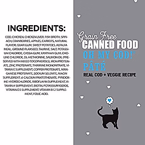 "I and love and you" Naked Essentials Canned Wet Cat Food - Grain Free, Cod + Chicken, 5.5-Ounce, Pack of 12 Cans