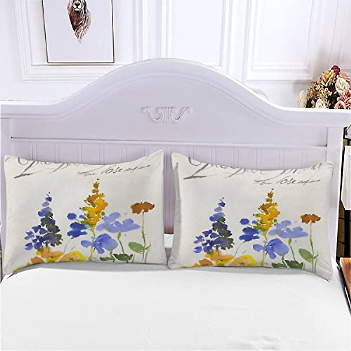 Quilt Cover Twin Size Wildflowers 3D Bedding Sets Pattern Duvet Cover Breathable Hypoallergenic Stain Wrinkle Resistant Microfiber with Zipper Closure,beding Set with 2 Pillowcase