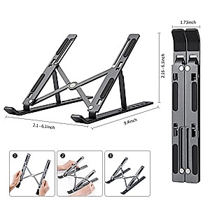deriny Laptop Stand for Desk,Adjustable Height Foldable Portable Dj Laptop Stand,Computer Stand,Ergonomic Aluminum Laptop Stands,Compatible 10-15 inch MacBook air pro dell hp Lenovo Notebook(Pink)