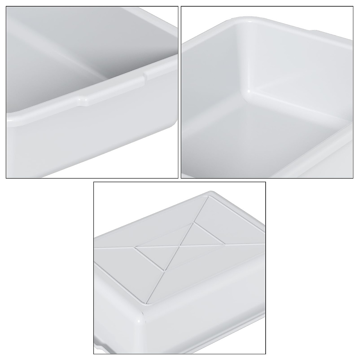 Melontray 13 L Plastic Kitchen Bus Tubs, 4 Pack Restaurant Bus Bin, Light Gray