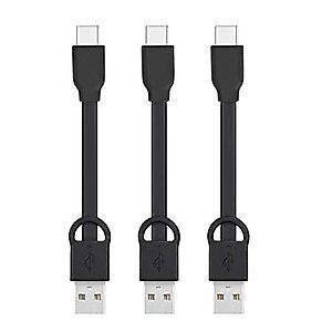 Short USB C to USB A, Type-C Charger Cable Cord PowerLine Keychain 3 Inches Fast Charging Cord Compatible with Samsung Galaxy S20/ S20 Plus/S10/S9/Note 20 Ultra/Google Pixel OnePlus Huawei (3 Packs)