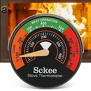 Wood Stove Thermometer, Magnetic Stove Temperature Stove Top Thermometer for Wood Burning Stove, Gas Stove, Pellet Stove, Temperature Meter for Fireplace, Pipe Thermometer Wood Stove