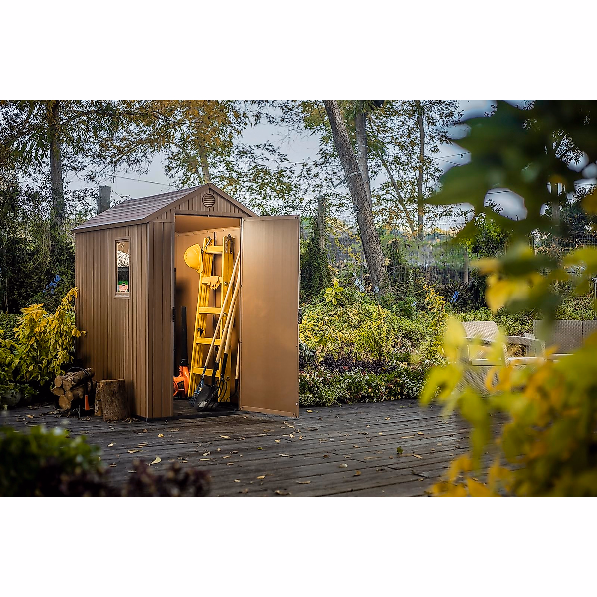 Keter Darwin 4x6 Resin Outdoor Storage Shed Kit-Perfect to Store Patio Furniture, Garden Tools Bike Accessories, Beach Chairs and Lawn Mower, Brown