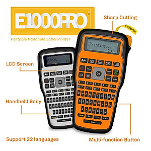 UBICON Portable Handheld Multi-Function Tape Label Maker Machine, Orange