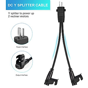 Sopito 2 Pin Splitter Lead Y Cable for Lift Chair or Power Recliner-Powers 2 Recliner Motors, Compatible for Okin Limoss Lazboy Pride Catnapper Recliner