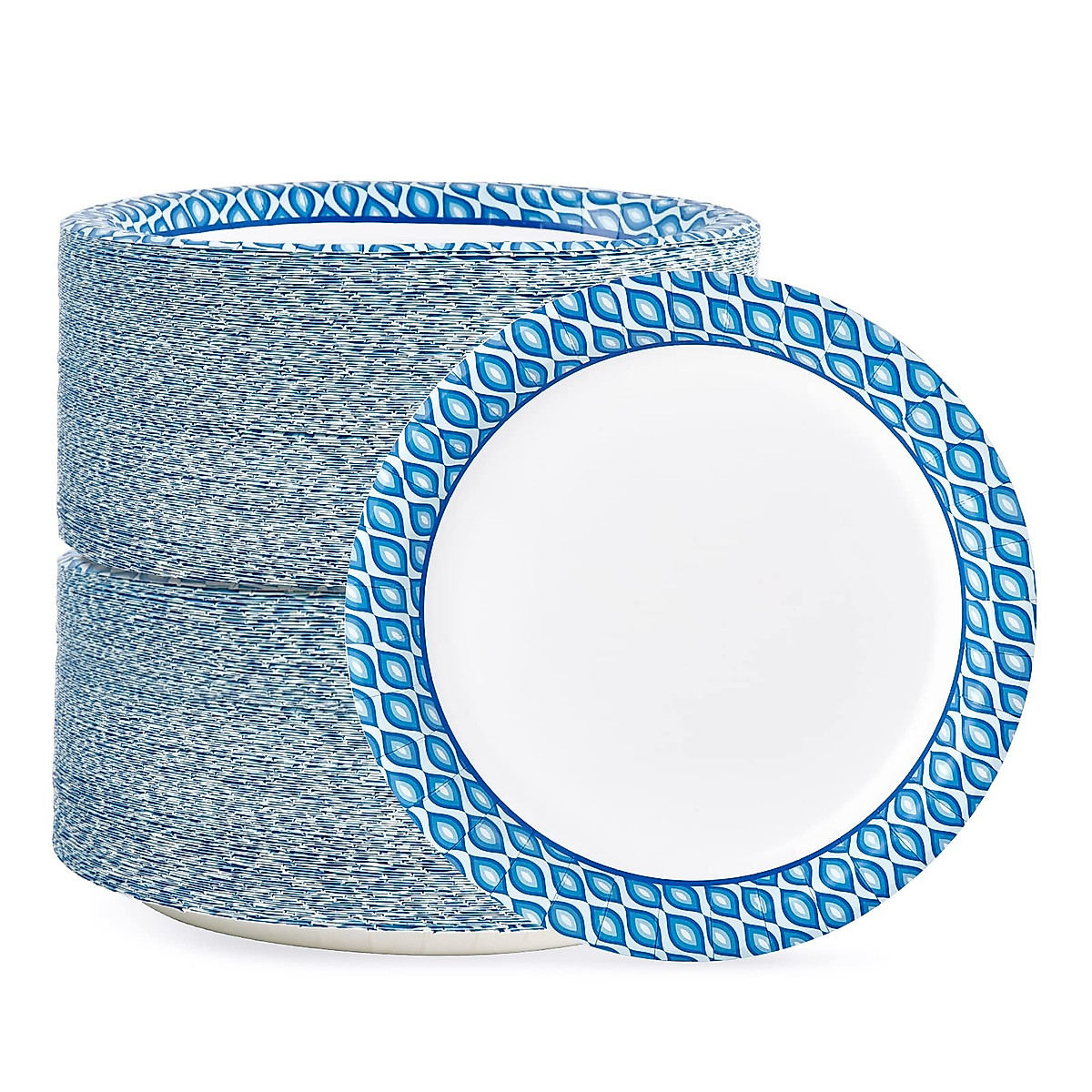 MUCHII 8.375 Inch Disposable Paper Plates, 300 Count Disposable Paper Plates, Soak Proof Paper Plates for Daily Use, Cut Proof Holiday Paper Plates for Family Gatherings, Parties, Picnic And So On