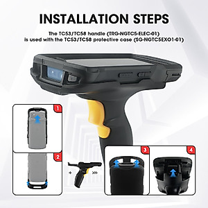 TC53 Trigger Handle with Protective Case for Zebra TC53 TC58 Handheld Barcode Scanner Mobile Computer, Rugged Cover (SG-NGTC5EXO1-01) and Sensitive Trigger Handle (TRG-NGTC5-ELEC-01) for Easy Scanning