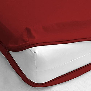 Zipper Fitted Sheet - King Zipper Fitted Sheet 8" Inch Deep Pocket - 700 TC 100% Egyptian Cotton Sateen Weave Zipper Mattress Cover Burgundy Color