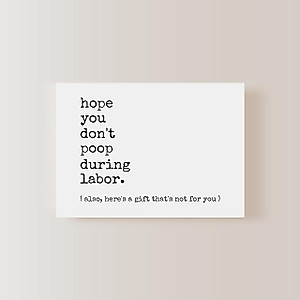 Funny Baby Shower Card For Boy Or Girl. Hope You Don't Poop During Labor Card. Funny Gender Neutral Baby Shower Card. Baby Shower Greeting Card.