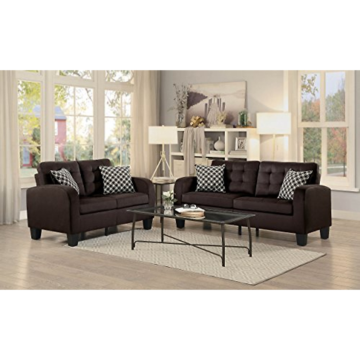 Homelegance Sinclair 72" Fabric Sofa, Chocolate
