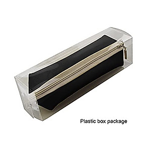 Enyuwlcm Canvas Stationery Stylish Small Pencil Pouch and Slim Pencil Case with 2 Zippers 1 Pack Black