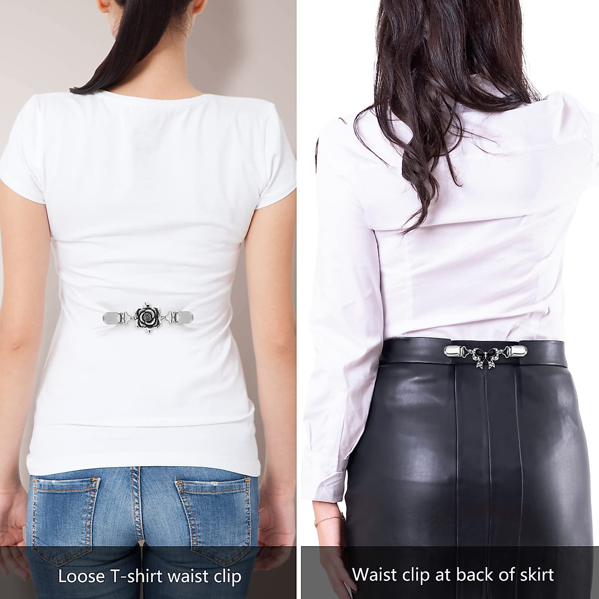 3 Pcs Sweater Clips Vintage Elastic Shawl Cardigan Collar Clips Fit Dress Clips Back Pant Waist Tightener Clothes Brooch Clips for Women,3 Styles