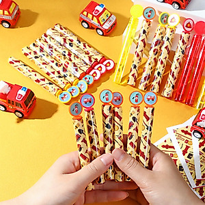 Vertintong 30 Pack Firefighter Party Favors Mini Bubble Wands with Stickers Fire Truck Birthday Party Supplies Decorations Firetruck Goodie Bag Fillers for Boys Girls Gifts Prizes(Liquid Included)
